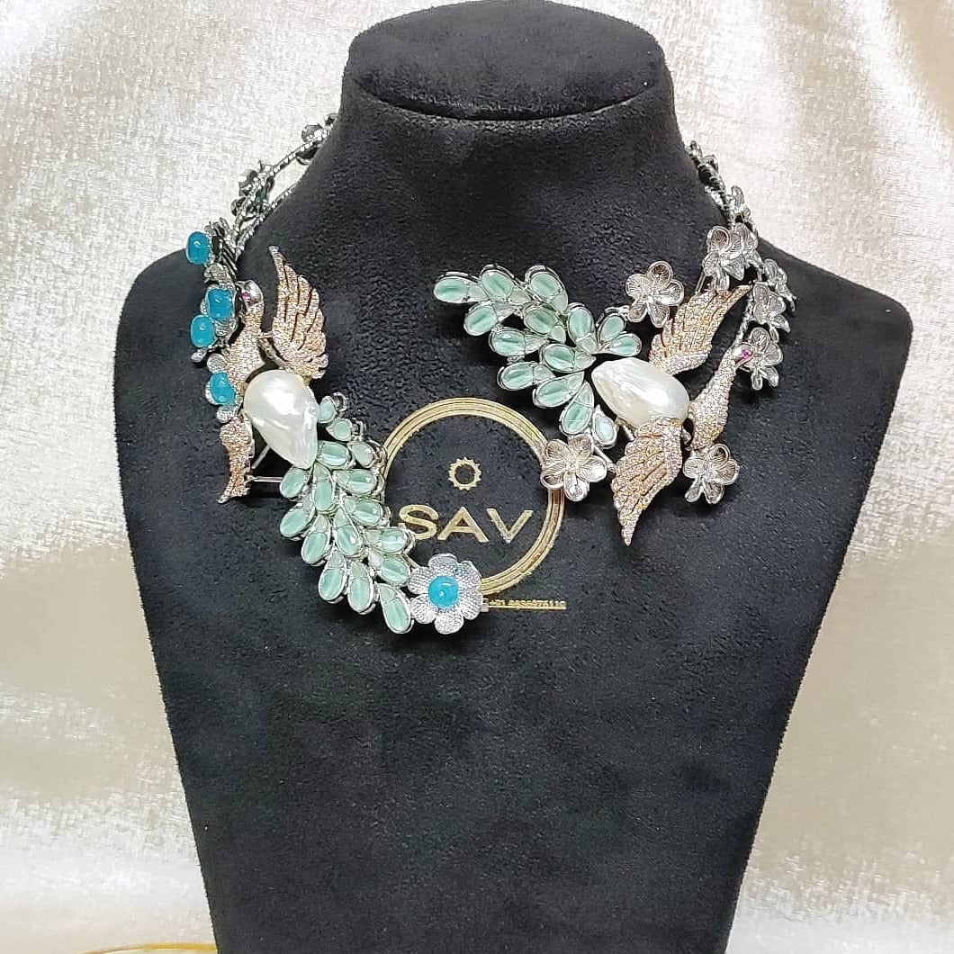 The Peacock Baroque Collar Set – SAV JEWELS